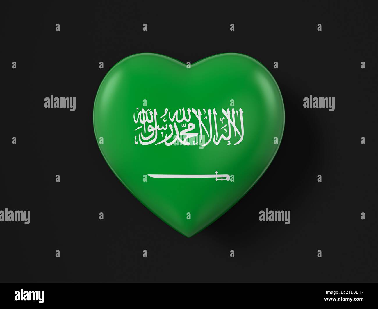 Saudi Arabia heart flag on a black background. 3d illustration Stock ...
