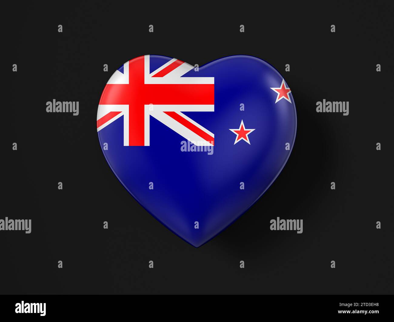 New Zealand heart flag on a black background. 3d illustration Stock ...