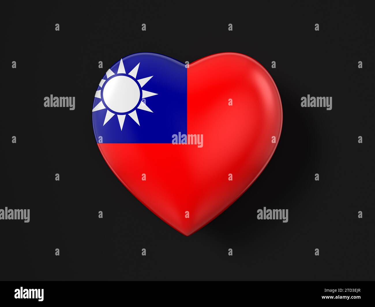 Taiwan heart flag on a black background. 3d illustration Stock Photo ...