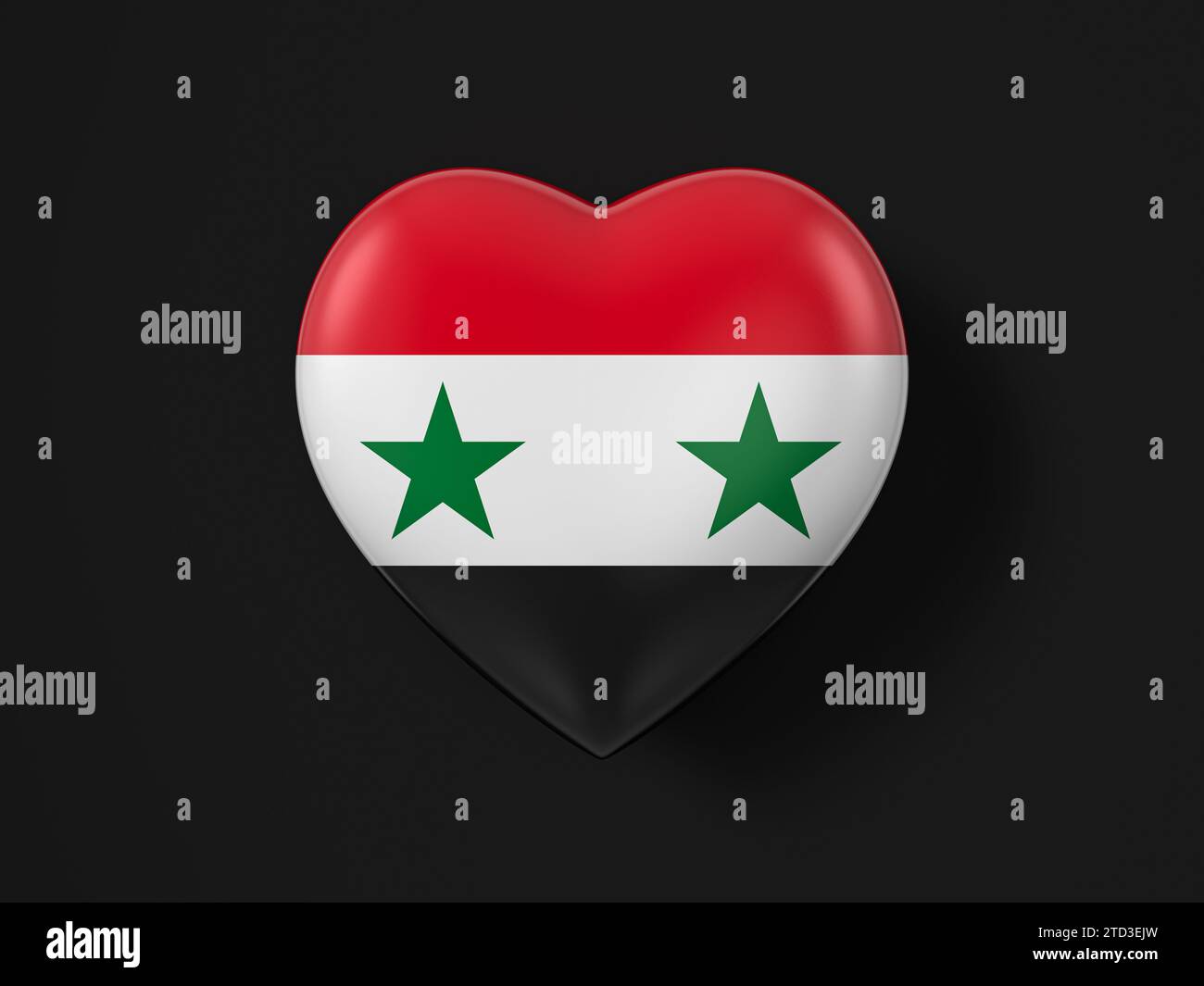 Syria heart flag on a black background. 3d illustration Stock Photo - Alamy