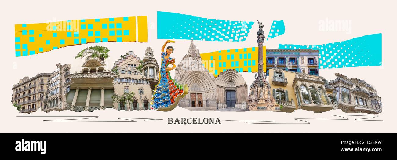 Contemporary art collage. Design in modern contemporary retro style ...