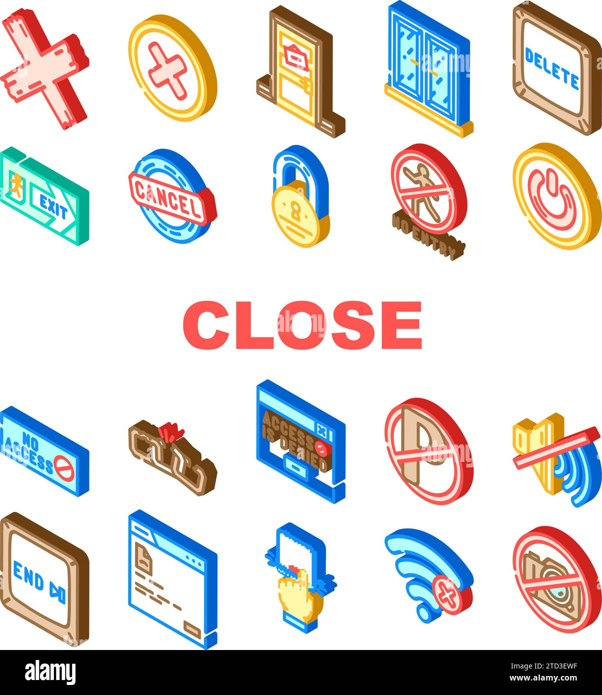 close door store board icons set vector Stock Vector Image & Art - Alamy