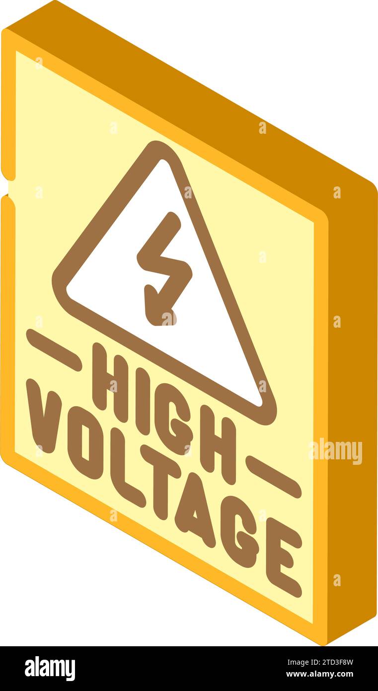 high voltage warning electric isometric icon vector illustration Stock ...