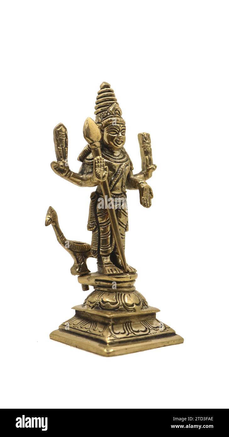 antique golden statue of hindu god of war subramanya, son of lord shiva ...