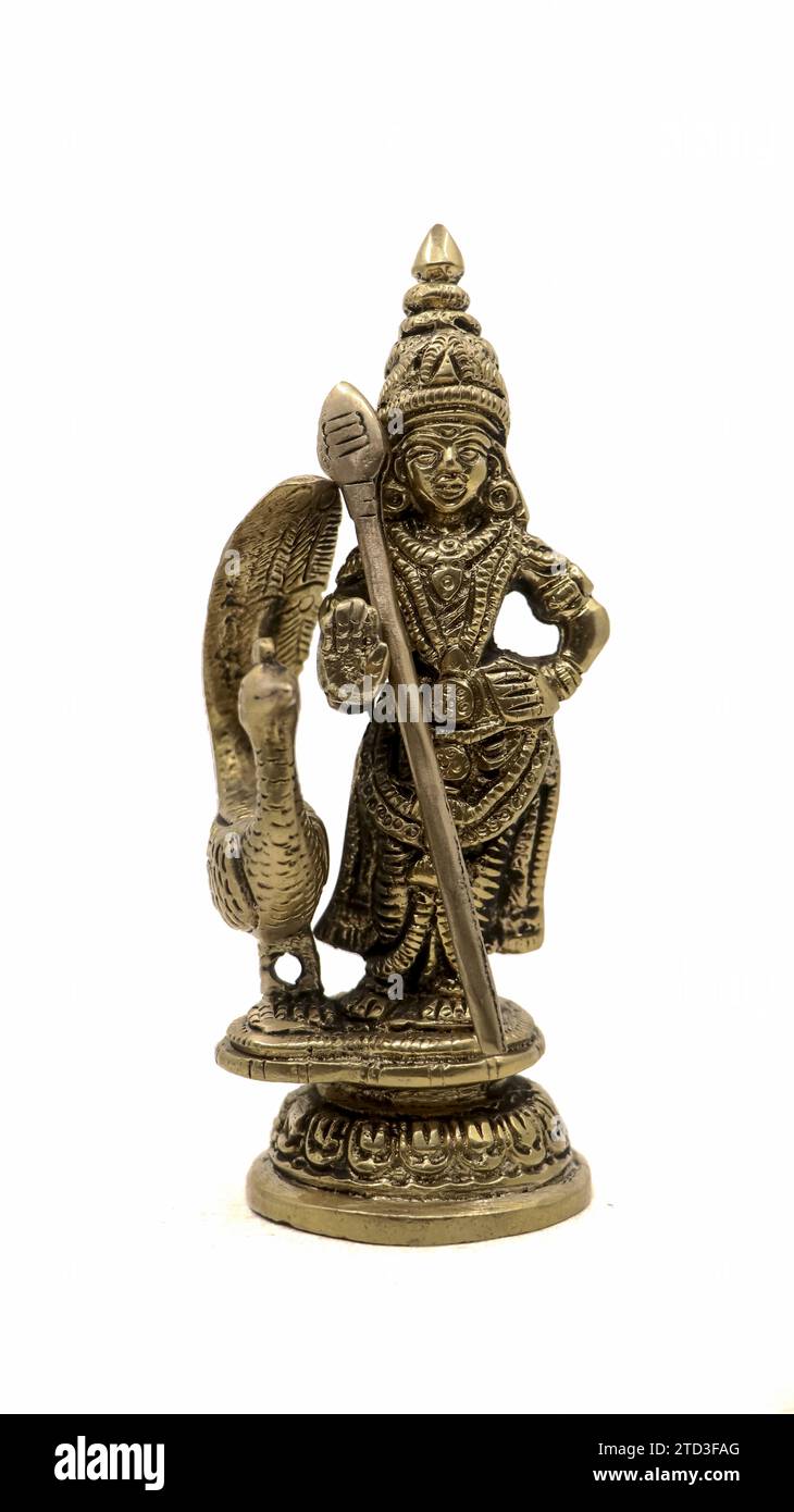vinatge statue of hindu god of war subramanya, son of lord shiva with ...