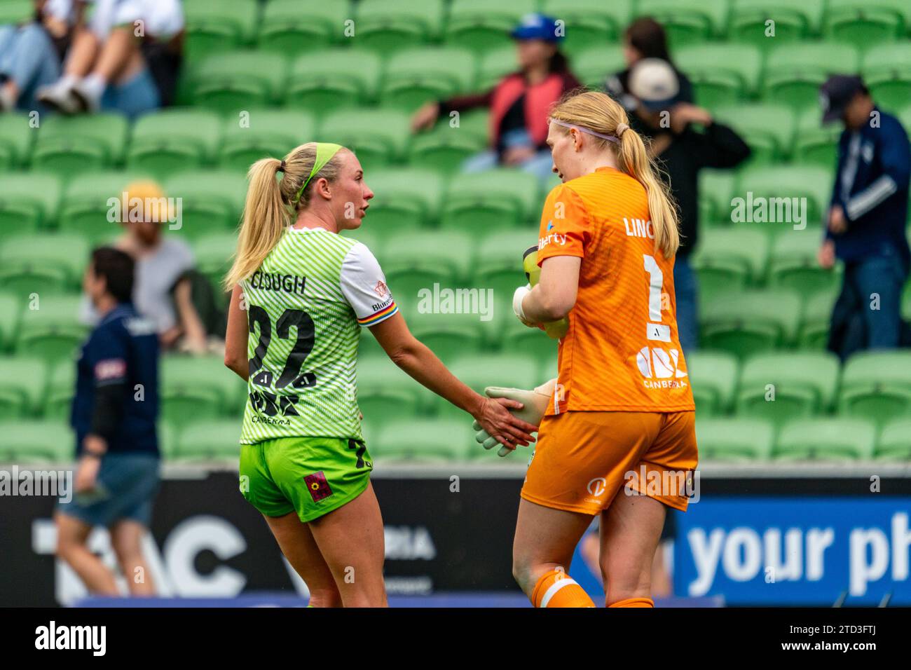 Melbourne, Australia. 16 December, 2023. Left to Right: Canberra United ...