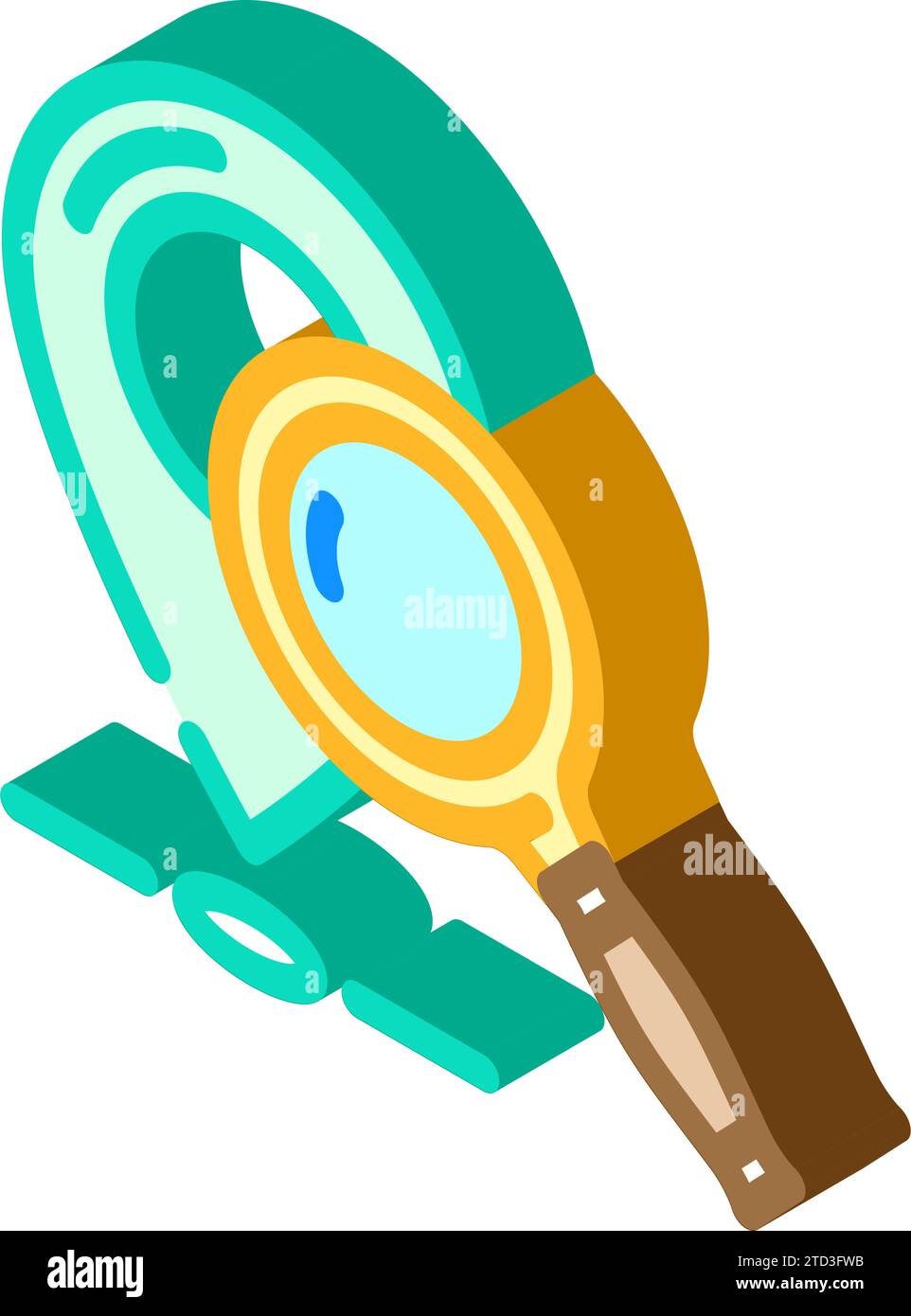 geolocation marker magnifying glass isometric icon vector illustration ...