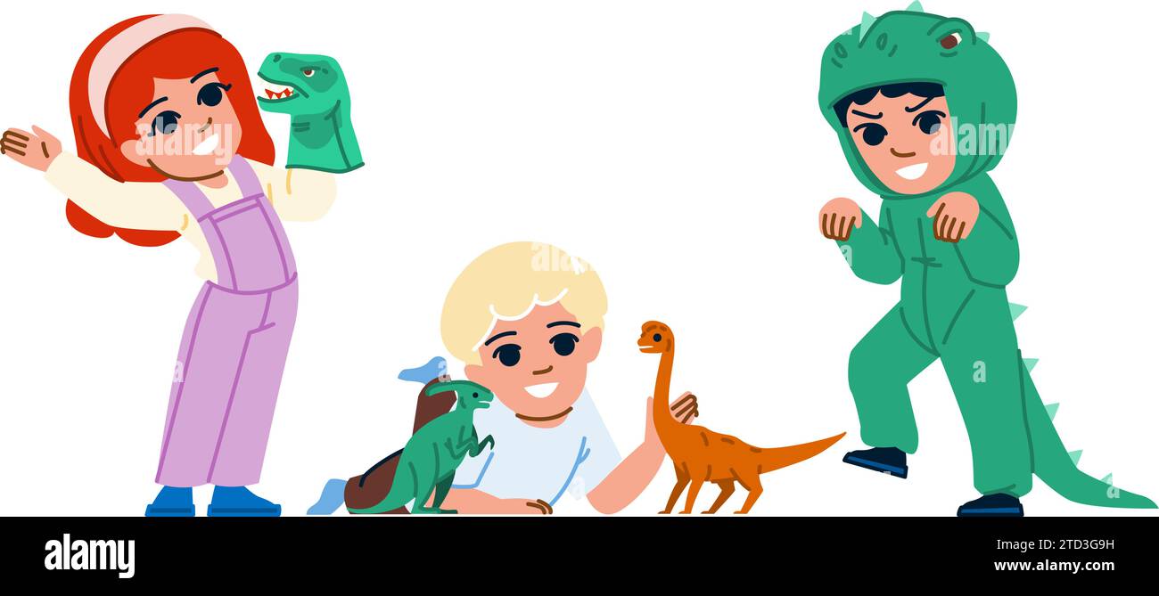 cute kids dinosaurs vector Stock Vector Image & Art - Alamy