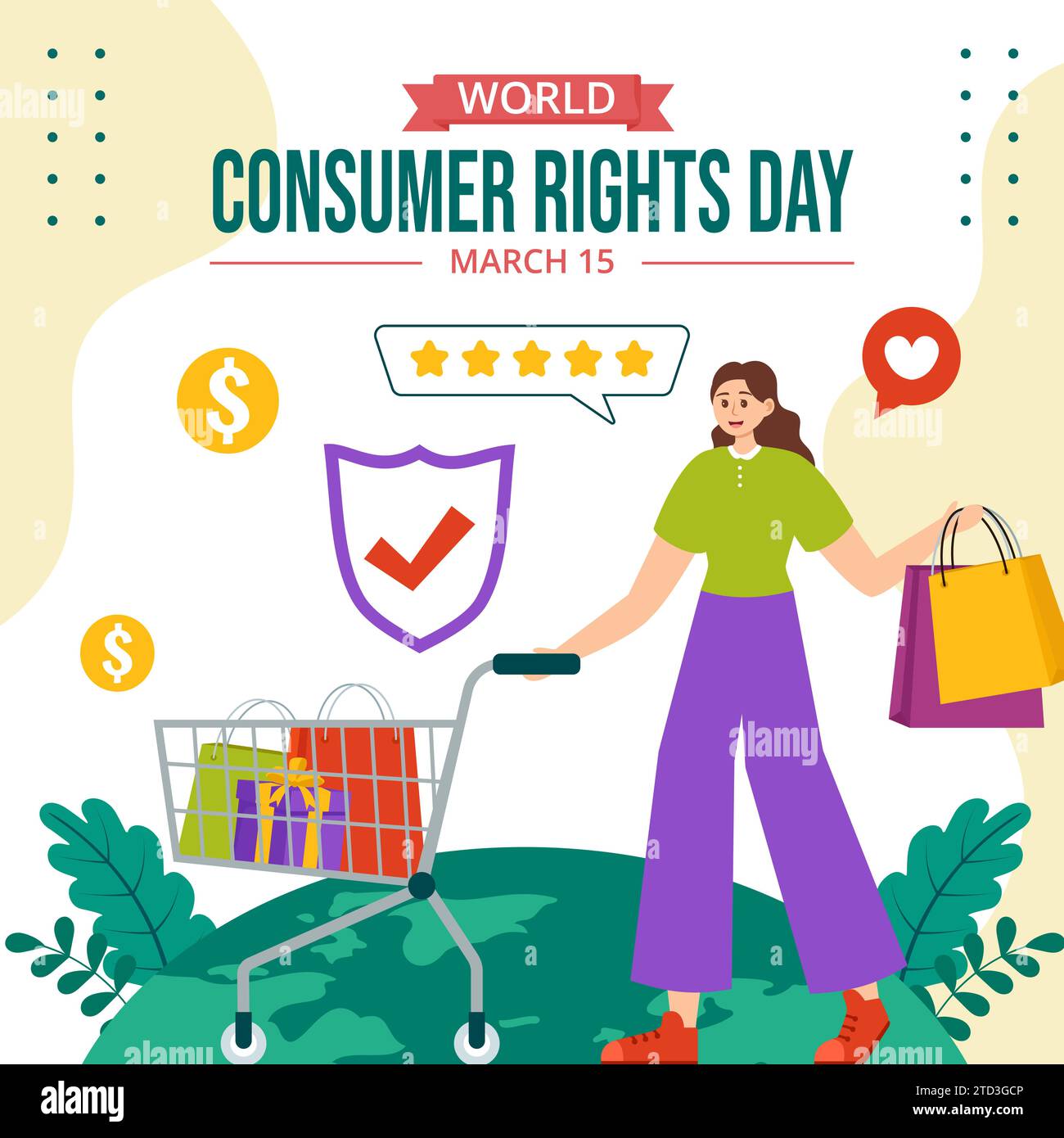 Consumer Rights Day Social Media Illustration Flat Cartoon Hand Drawn ...