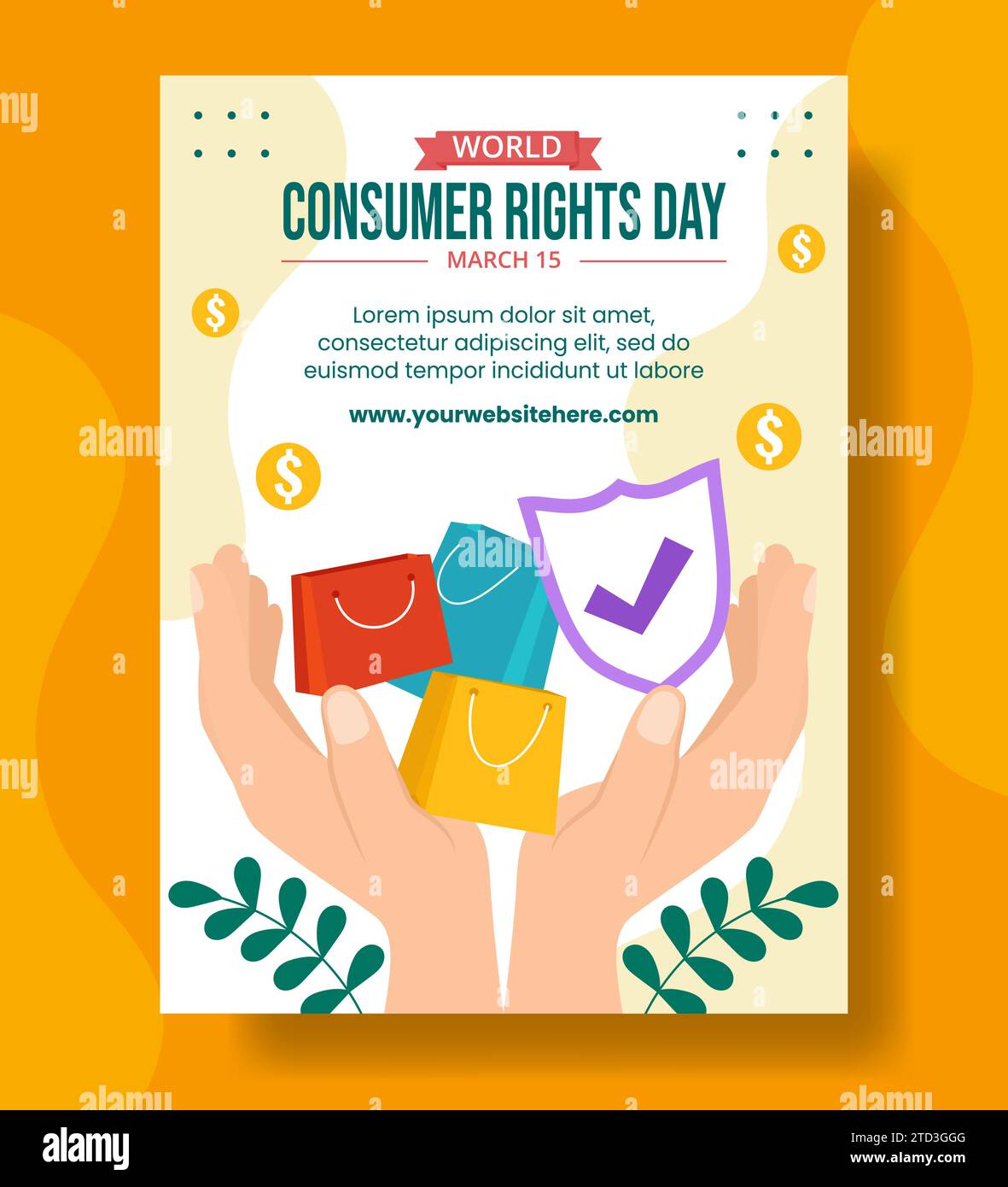 Consumer Rights Day Vertical Poster Flat Cartoon Hand Drawn Templates ...