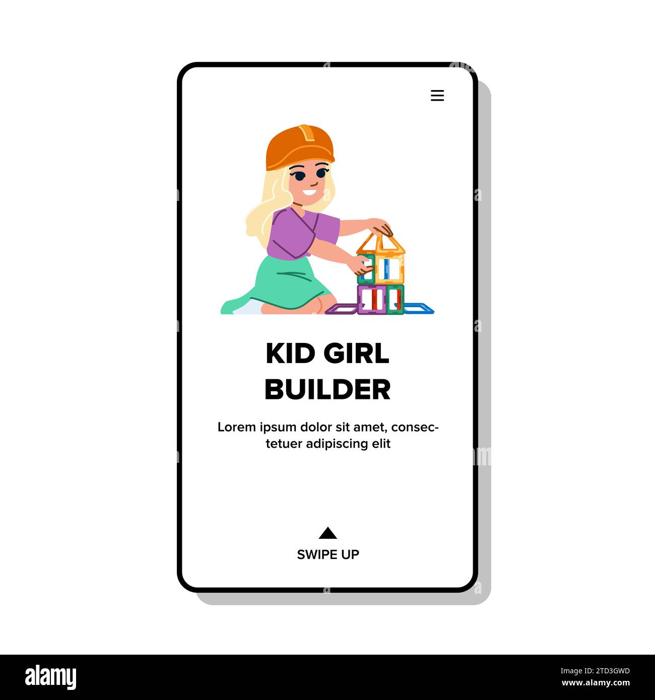 engineer kid girl builder vector Stock Vector Image & Art - Alamy
