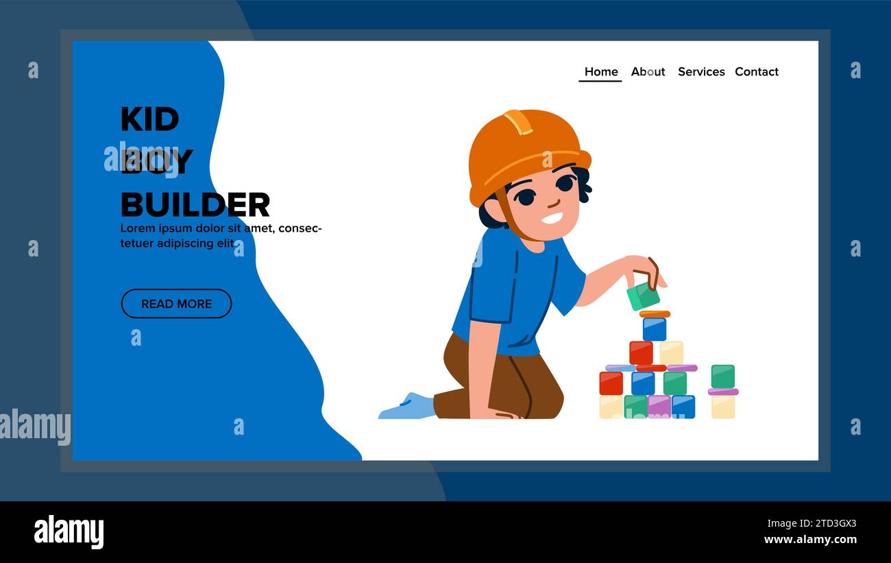 happy kid boy builder vector Stock Vector Image & Art - Alamy