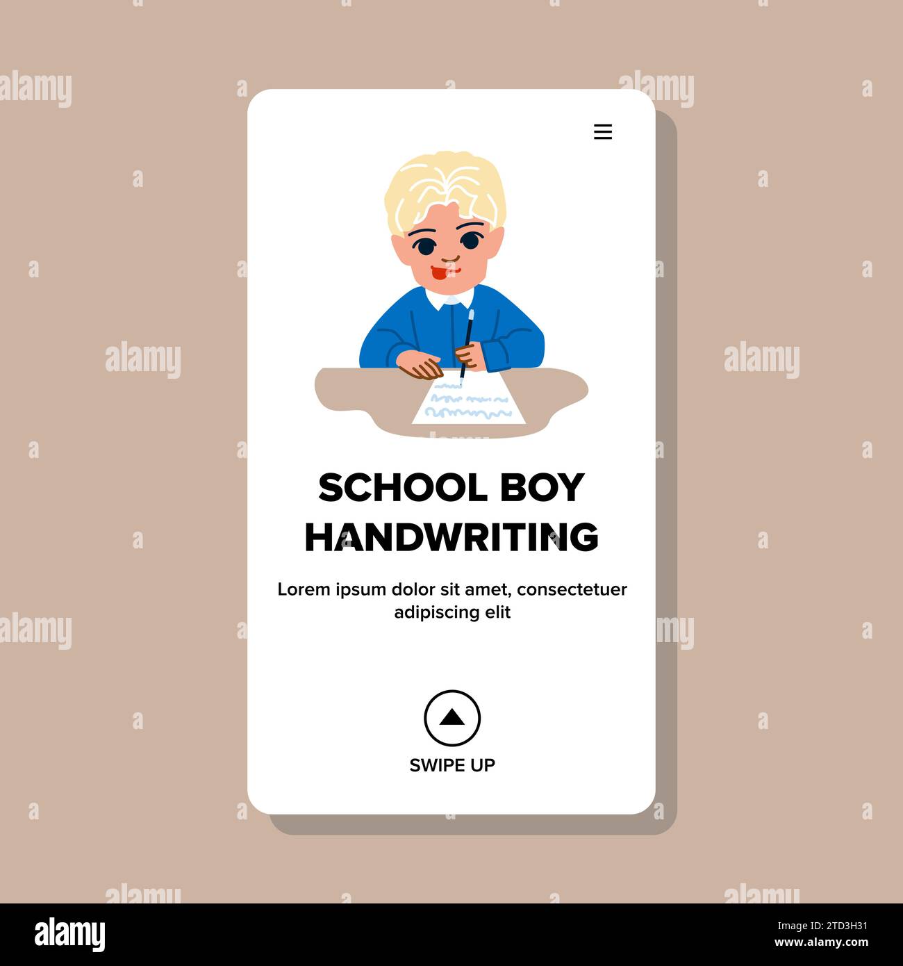 children school boy handwriting vector Stock Vector Image & Art - Alamy