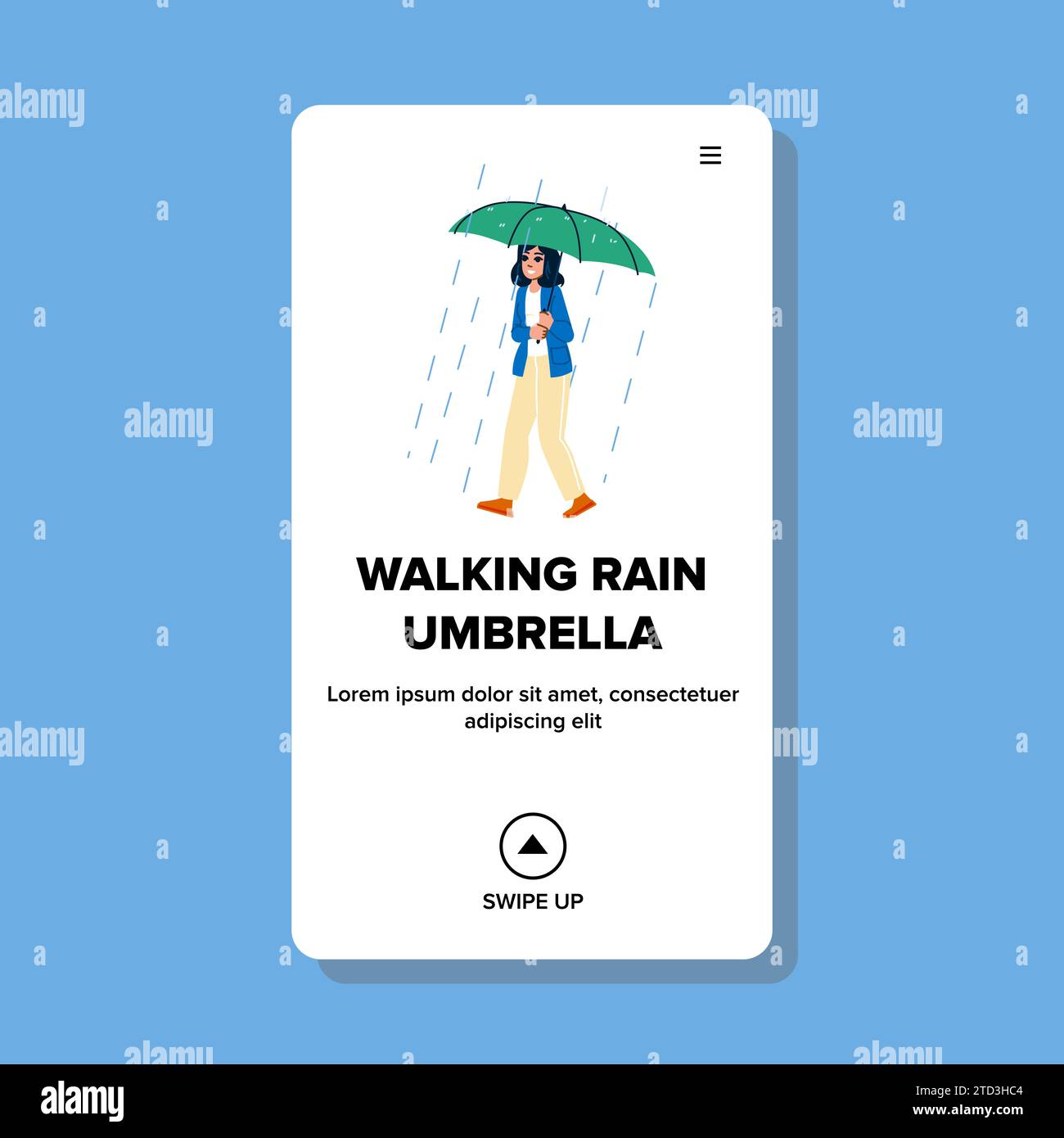happy walking rain umbrella vector Stock Vector Image & Art - Alamy