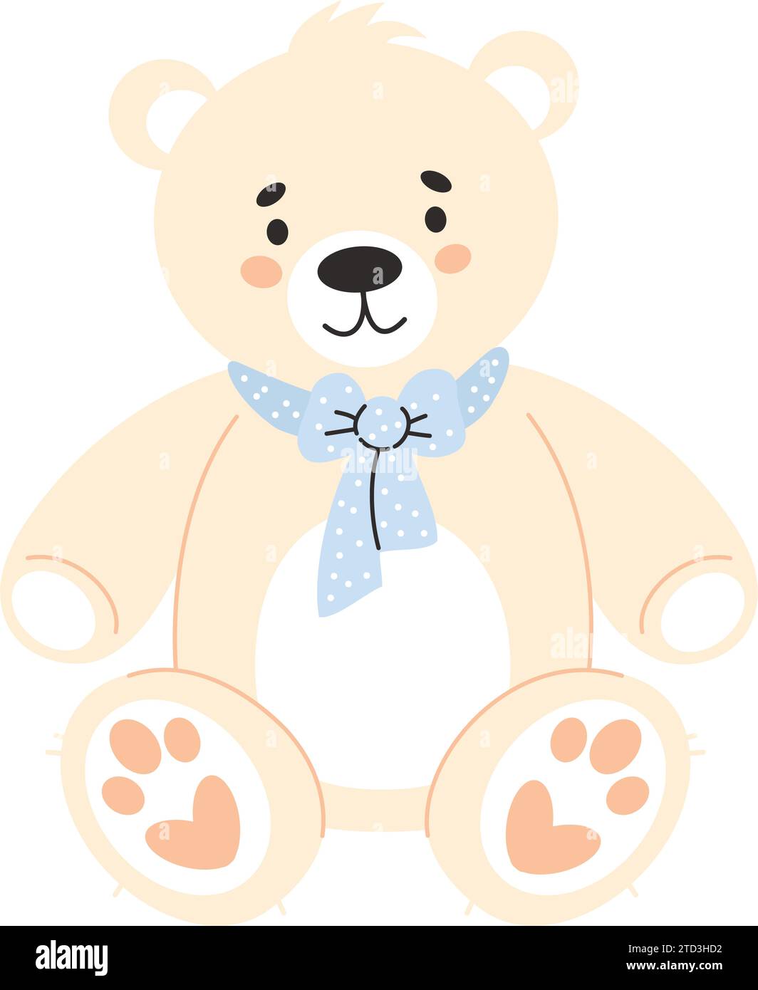 Cute white teddy bear toy. Vector illustration in flat style Stock ...