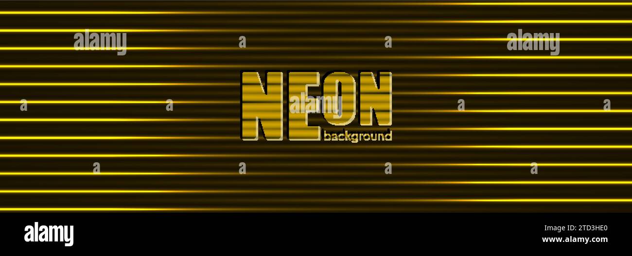 Yellow neon laser lines abstract futuristic banner design. Technology ...