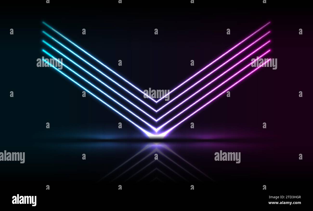 Blue ultraviolet neon laser arrows technology background. Futuristic ...