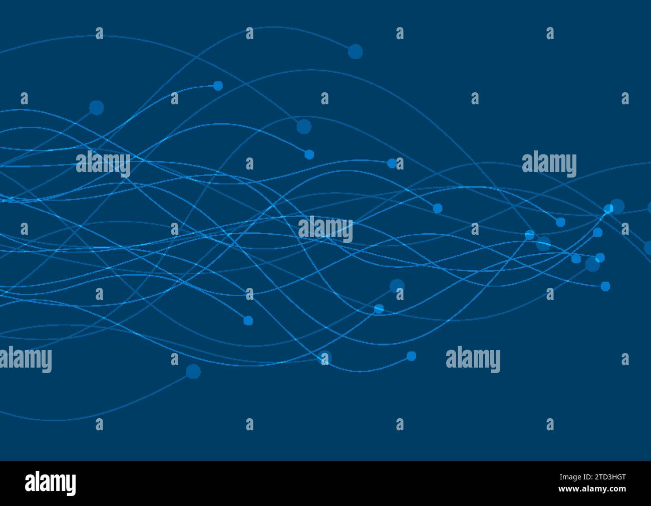 Blue Wavy Lines Circuit Board Connection Background Abstract Technology Vector Design Stock