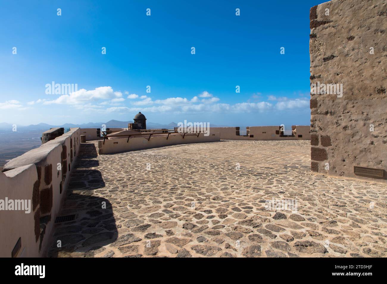 Detail view. The castle of Santa Barbara on the volcanic hilltop of ...