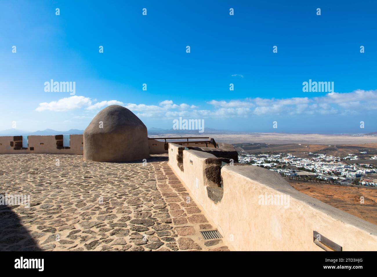 Detail view. The castle of Santa Barbara on the volcanic hilltop of ...