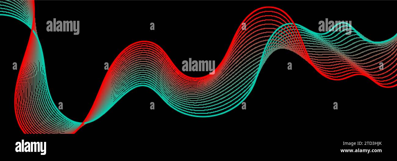 Red cyan abstract neon soundwaves concept background. Vector banner ...
