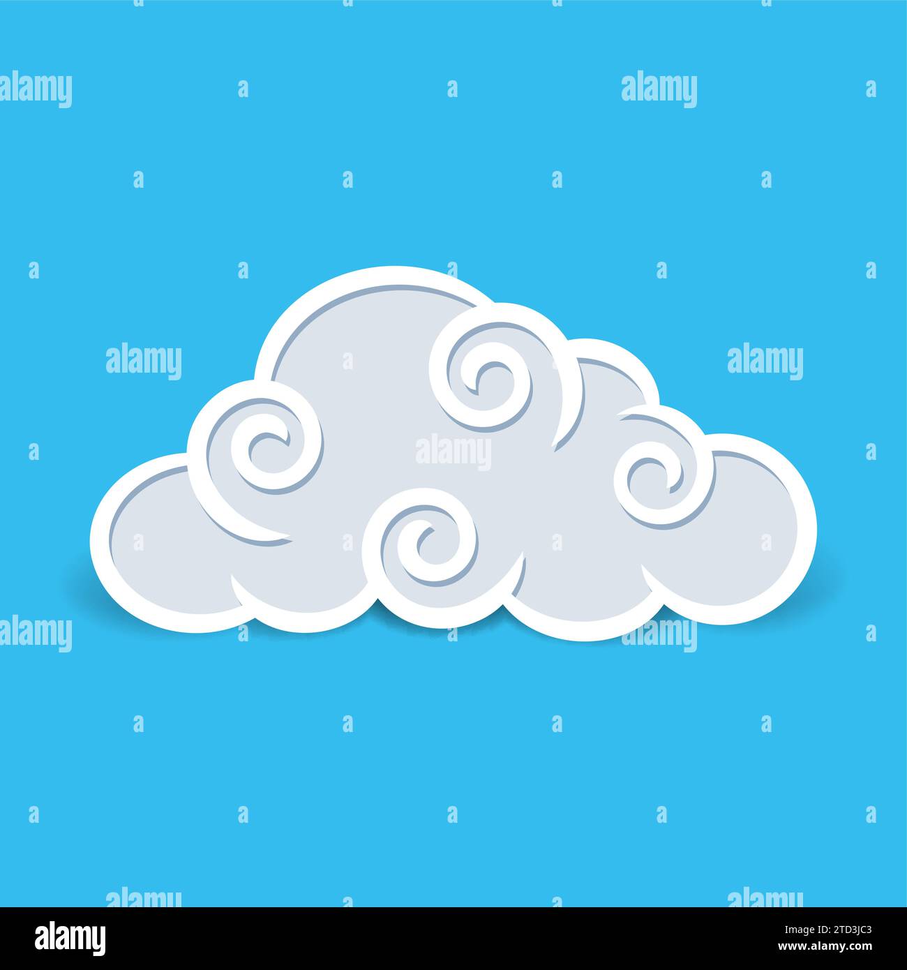 Papers Clouds with Shadow Effect Isolated on Blue Backdrop. Cute ...
