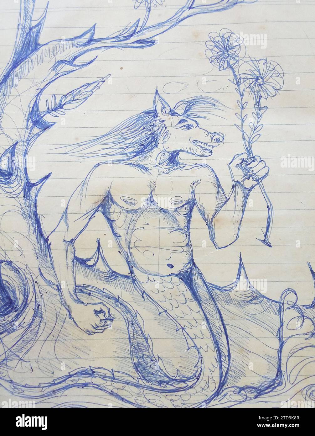 Line drawing imaginary monster design Stock Photo - Alamy