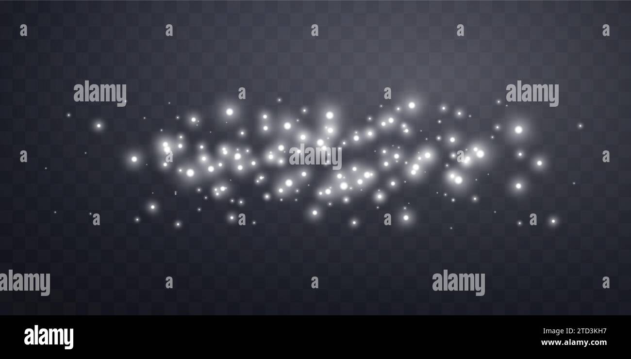 Silver magic sparks and dust stars. Silver glow flare light effect ...