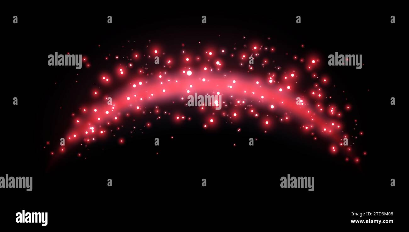 Red magic arch with glowing particles, sparkles and dots. Neon ...