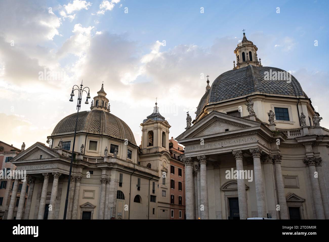 Scenic view of the twin churches churches of Santa Maria Montesanto and ...