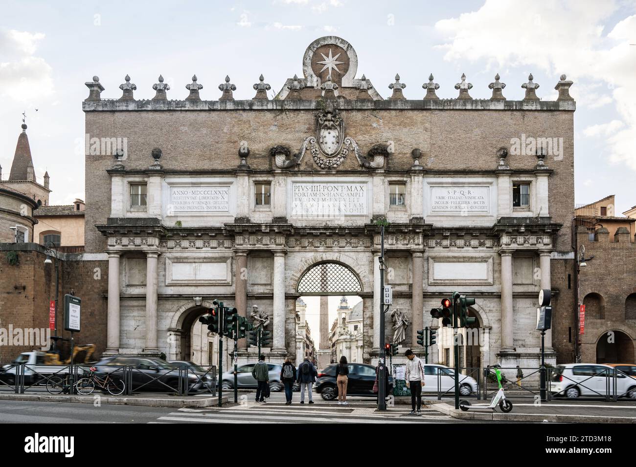 Rome, Italy- October 19, 2023: Porta del Popolo (Porta Flaminia of ...