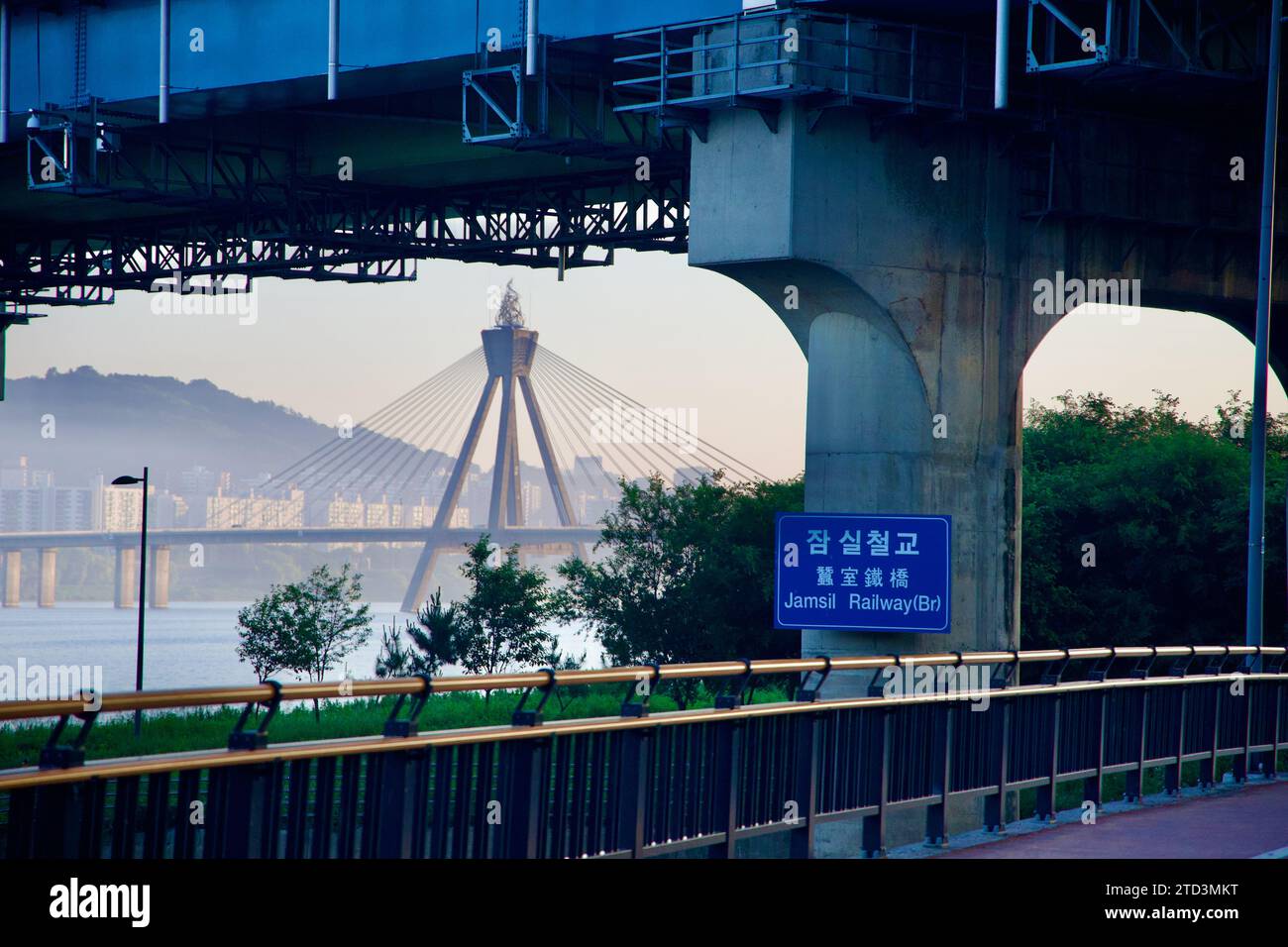 Seoul, South Korea - June 2, 2023: Early morning view of Jamsil Railway ...