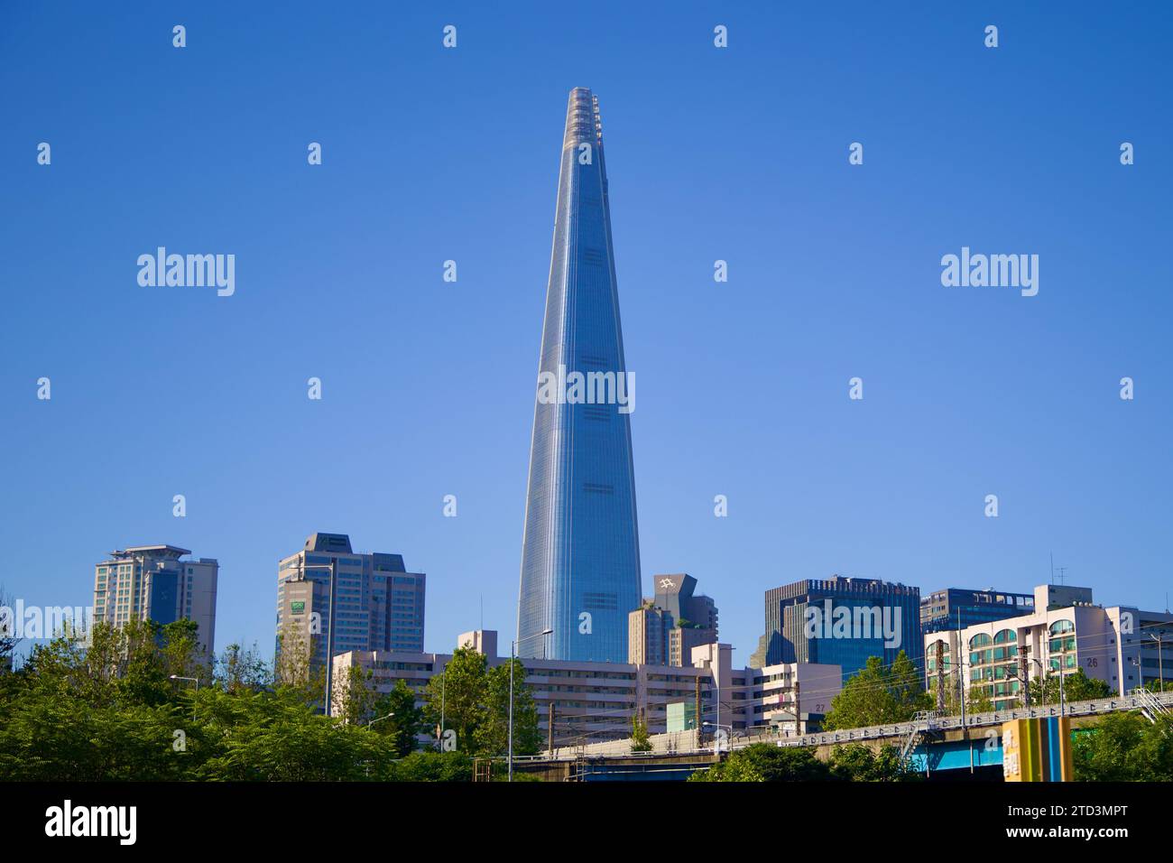 Seoul, South Korea - June 2, 2023: The Lotte World Tower towers above ...