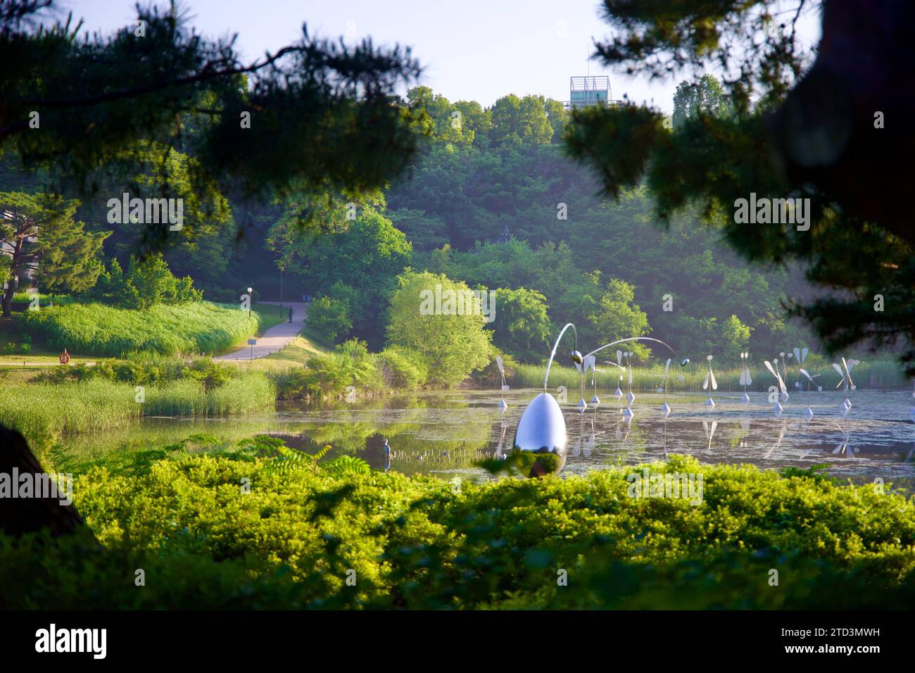 Seoul, South Korea - June 2, 2023: A serene pond in Olympic Park ...