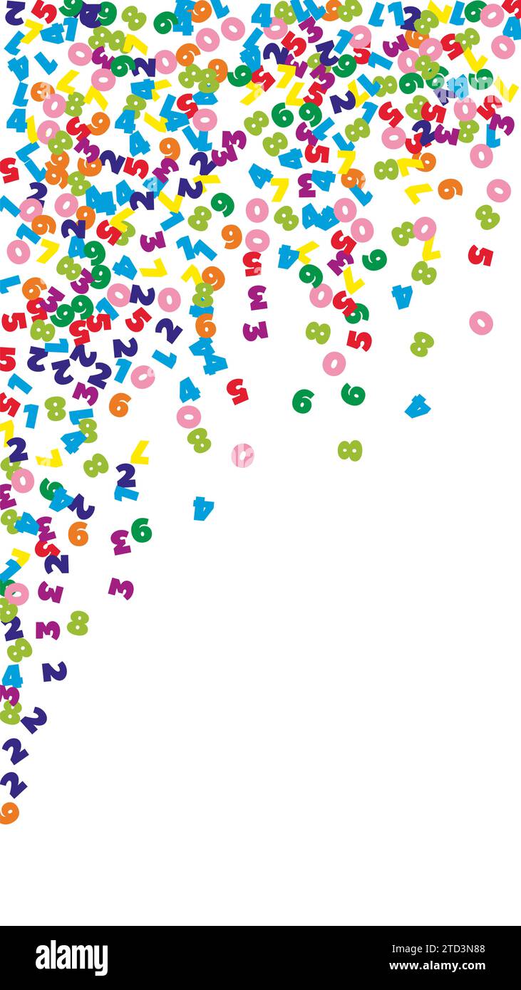Falling colorful numbers. Math study concept with flying digits. Rare ...