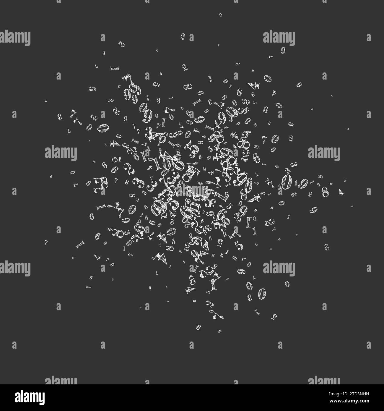 Concept of school background. White chalk numbers and digits falling ...