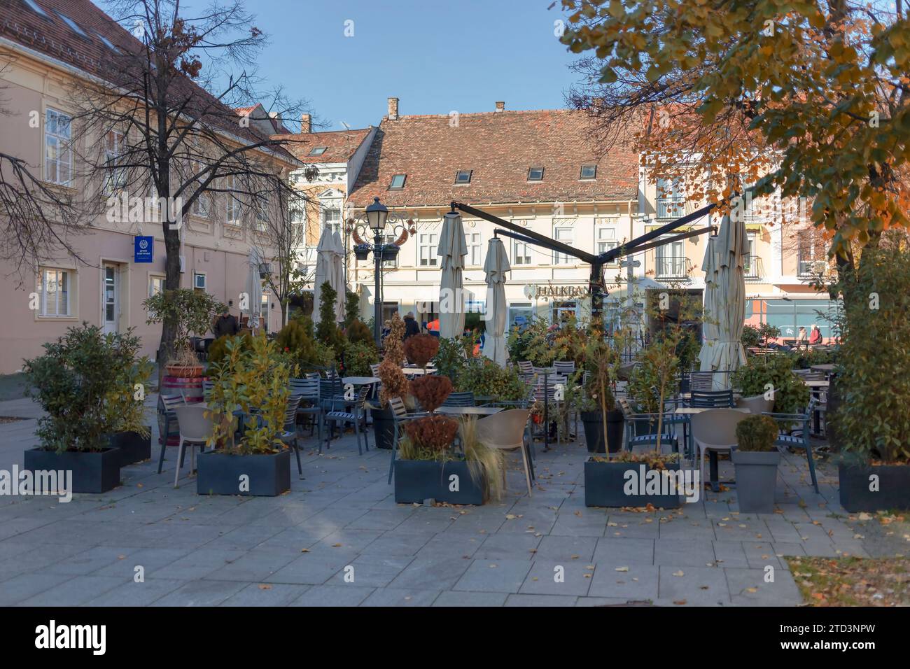 A café terrace at Magistrate Square (Magistratski Trg) in Zemun, Serbia ...
