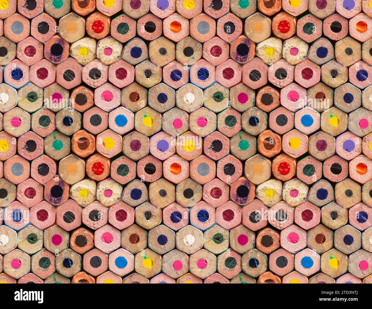 Multiple colored wooden crayons bottom arranged in seamless pattern ...