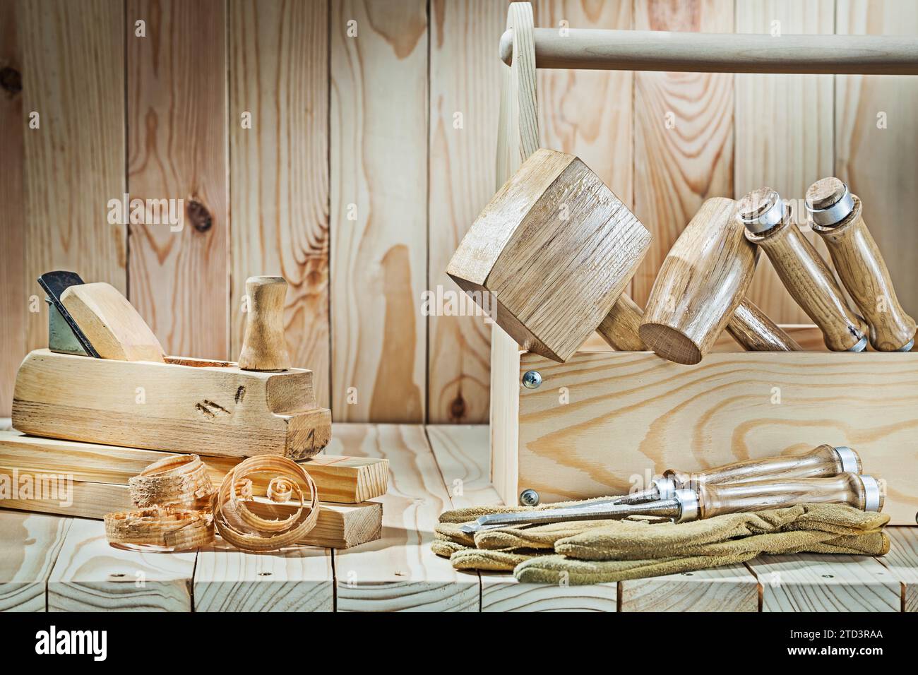 Big set of woodworkers tools on wood background Stock Photo - Alamy