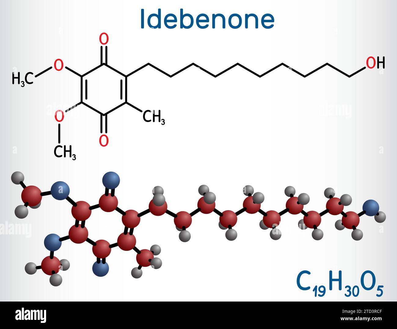 Idebenone molecule. It is antioxidant, ferroptosis inhibitor, synthetic ...