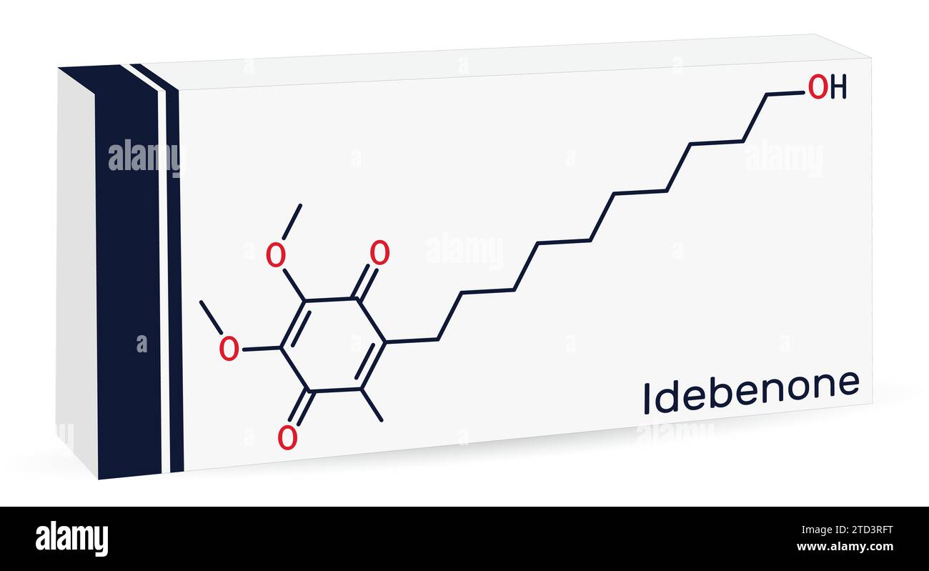 Idebenone molecule. It is antioxidant, ferroptosis inhibitor, synthetic ...