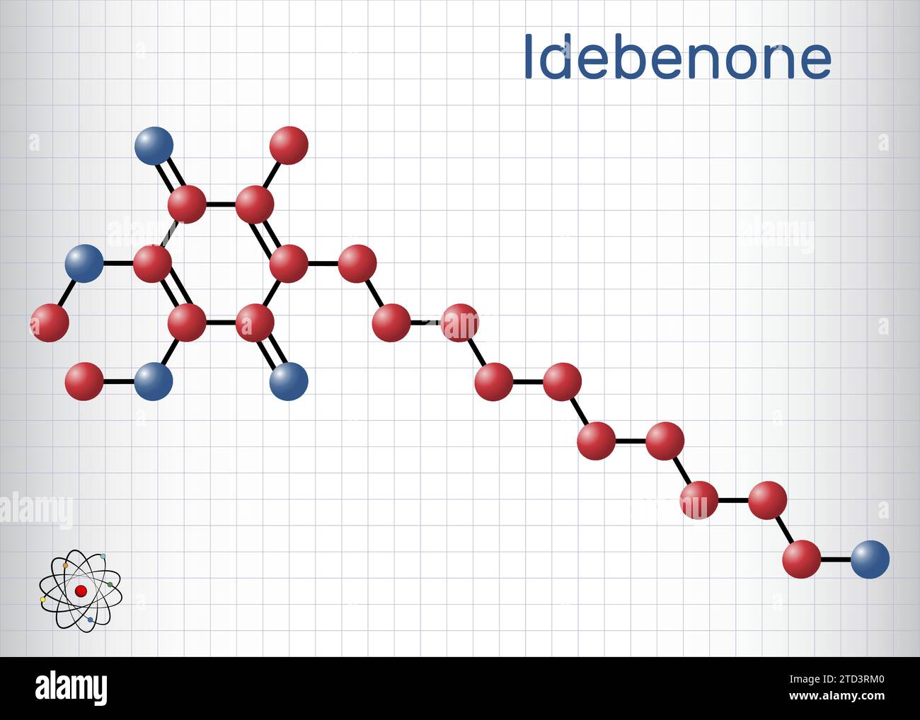 Idebenone molecule. It is antioxidant, synthetic analog of coenzyme Q10 ...