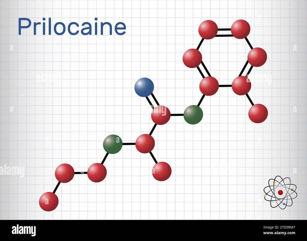 Prilocaine molecule. It is local anesthetic, used in dental procedures ...
