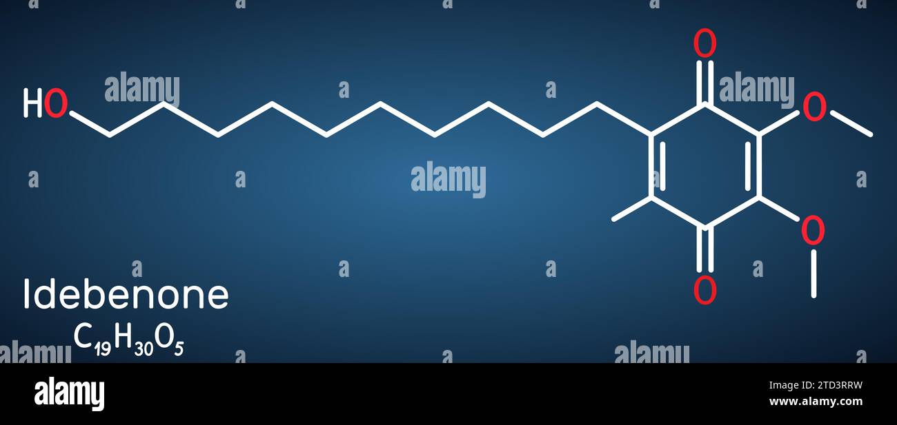 Idebenone molecule. It is antioxidant, ferroptosis inhibitor, synthetic ...