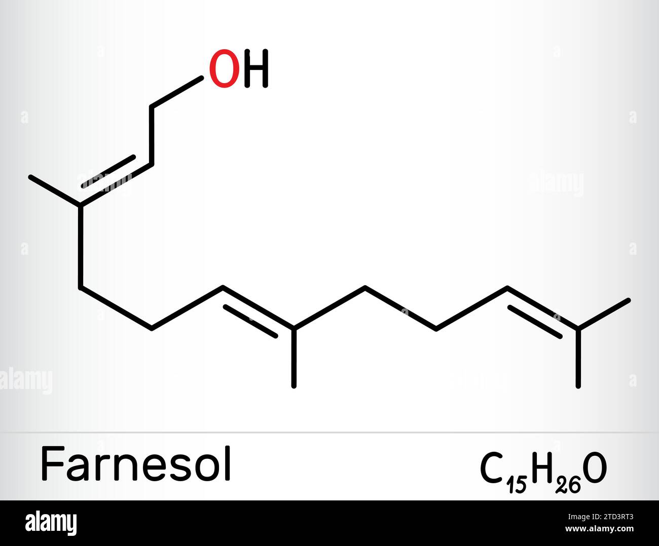 Farnesol molecule. It is derivative of terpenoids. It has a delicate ...