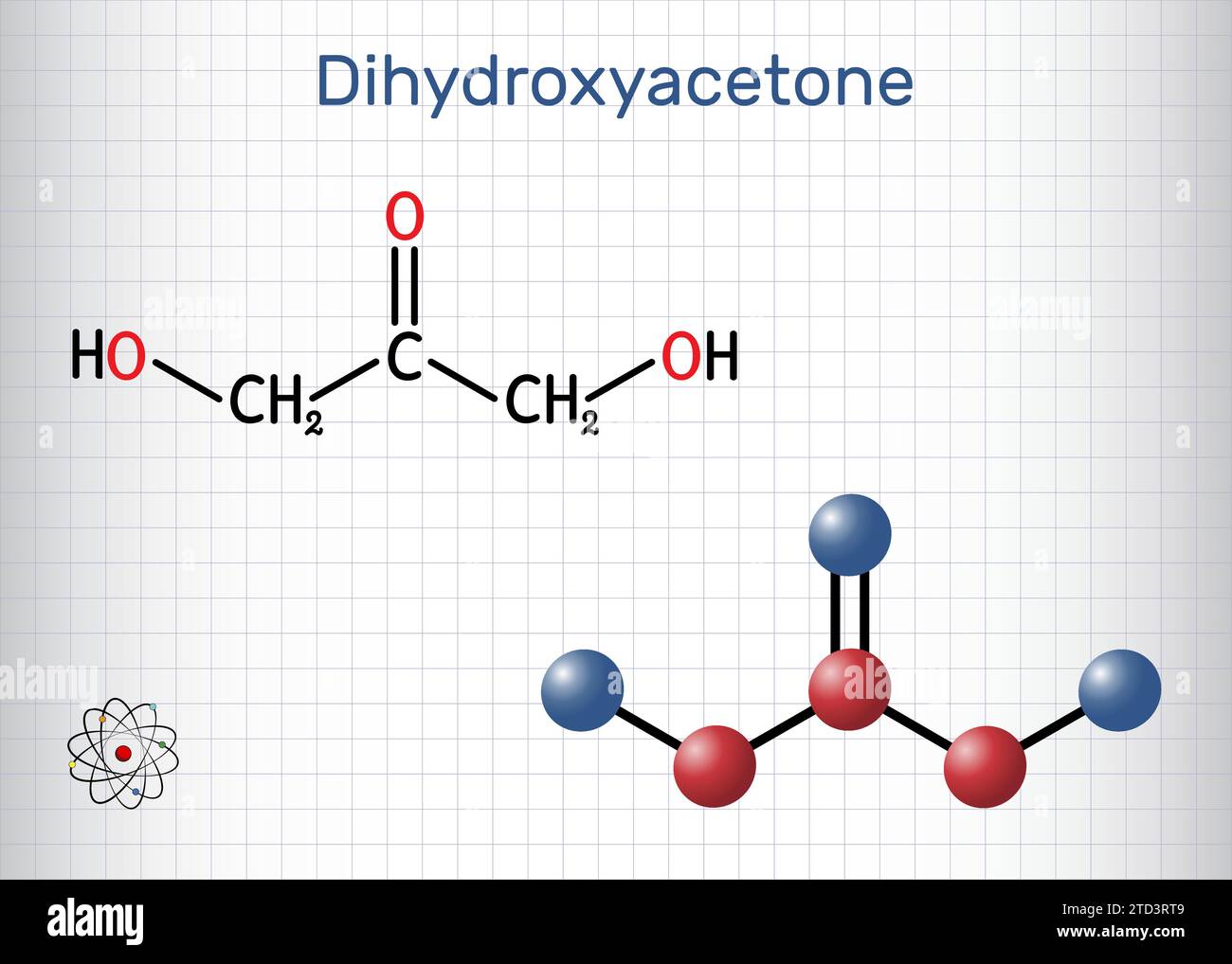 Dihydroxyacetone, DHA, glycerone molecule. It is saccharide. Structural ... Dihydroxyacetone, DHA, glycerone molecule. It is saccharide. Structural ...