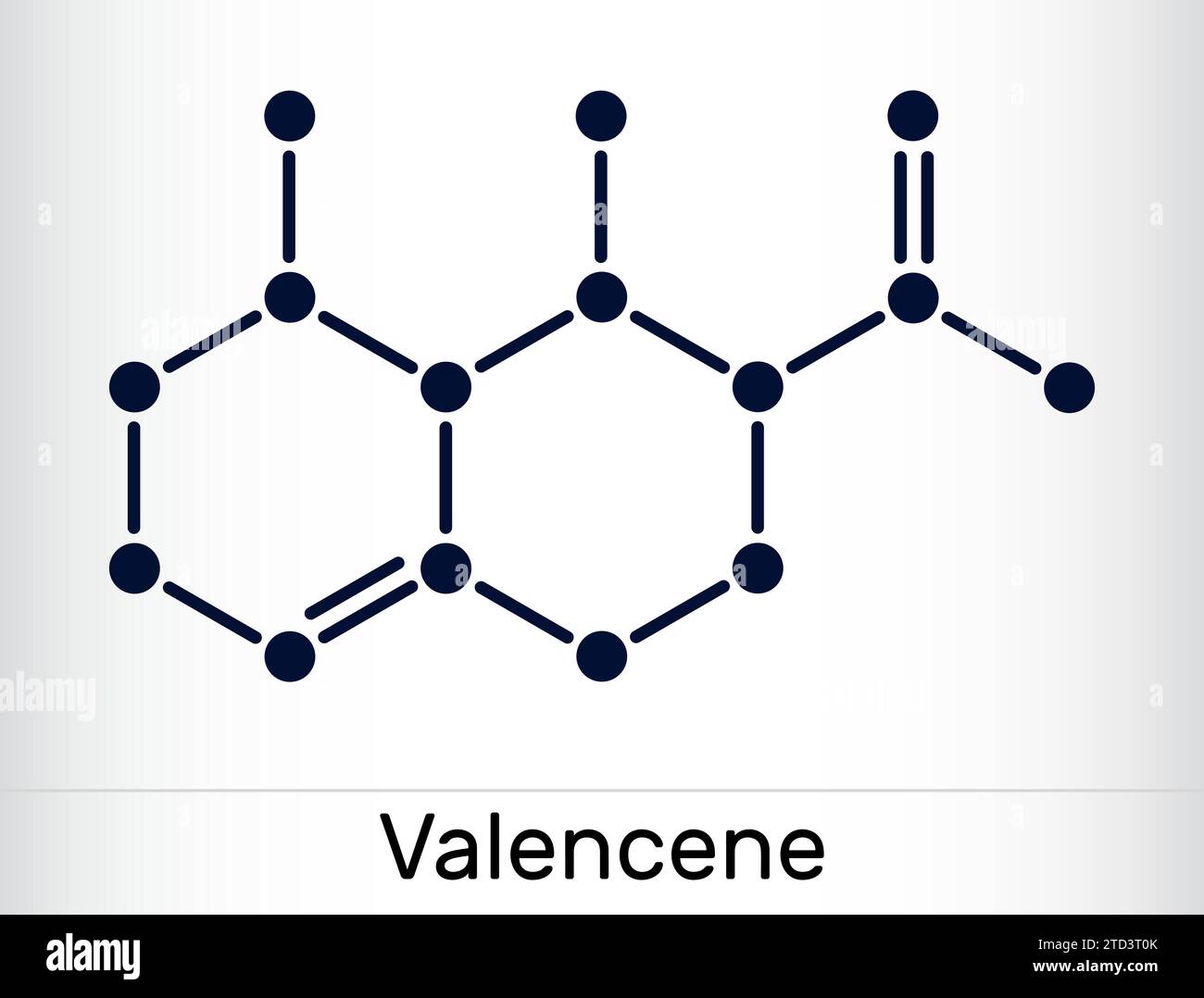 Valencene molecule. It is carbobicyclic compound, sesquiterpene, aroma ...