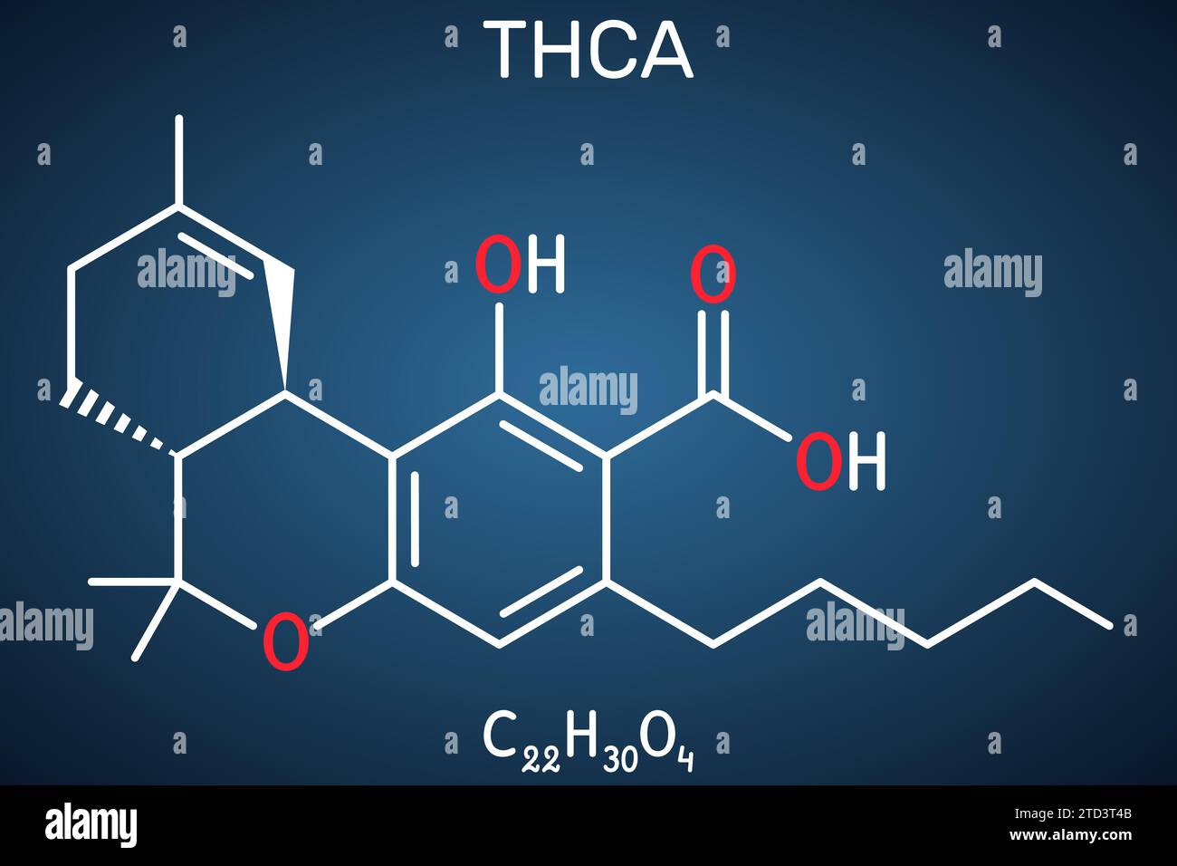 Tetrahydrocannabinolic acid, THCA, tetrahydrocannabinolate molecule ...