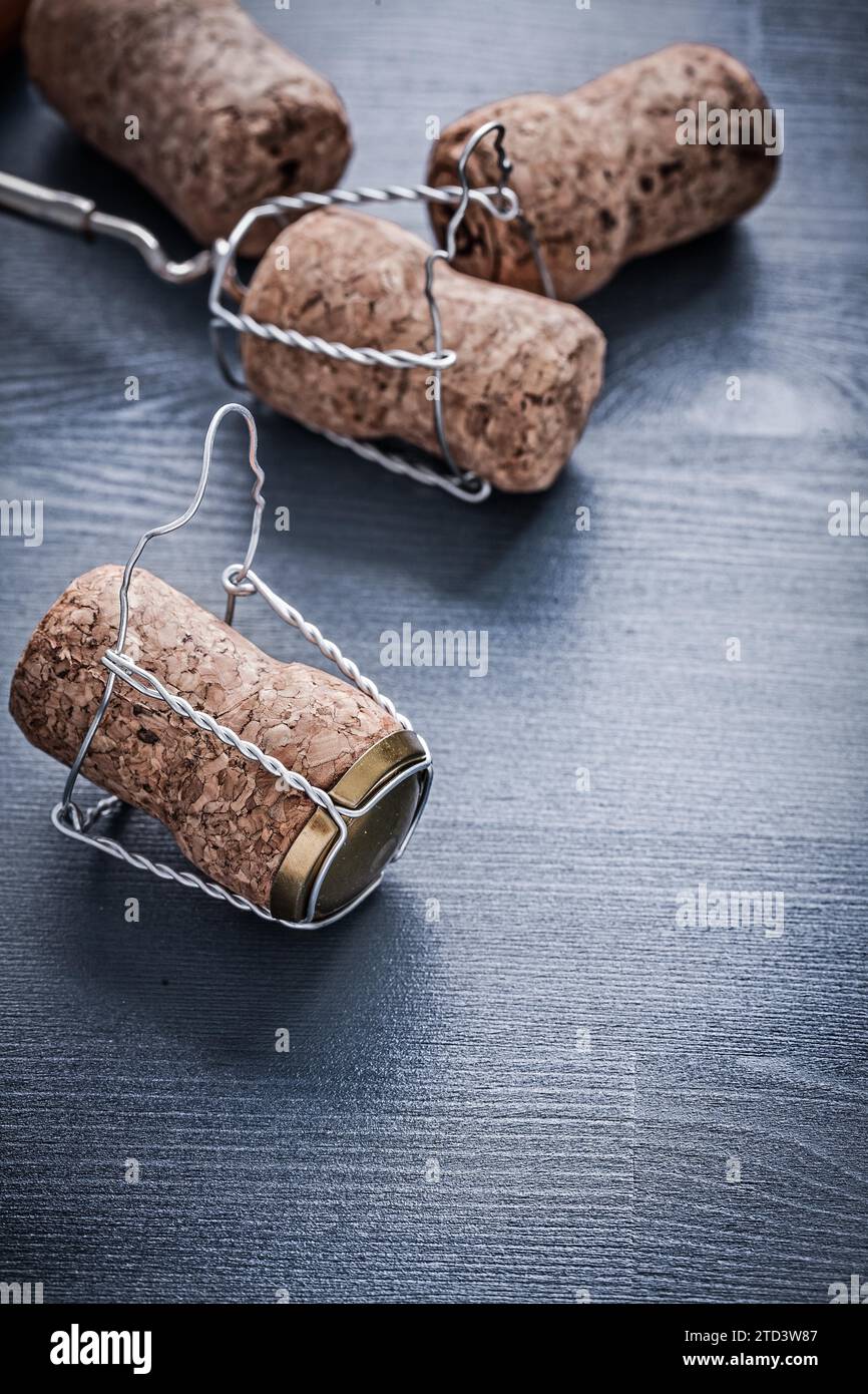Four corks of champagne with wires Stock Photo - Alamy