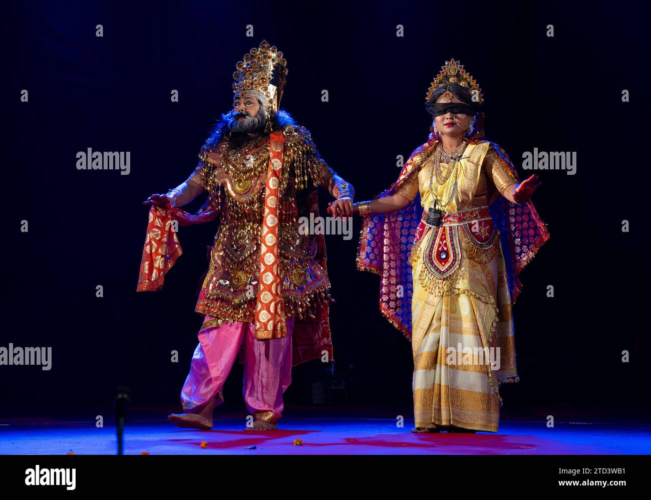 Artists takes part of Hindu mythological character as they performs in ...